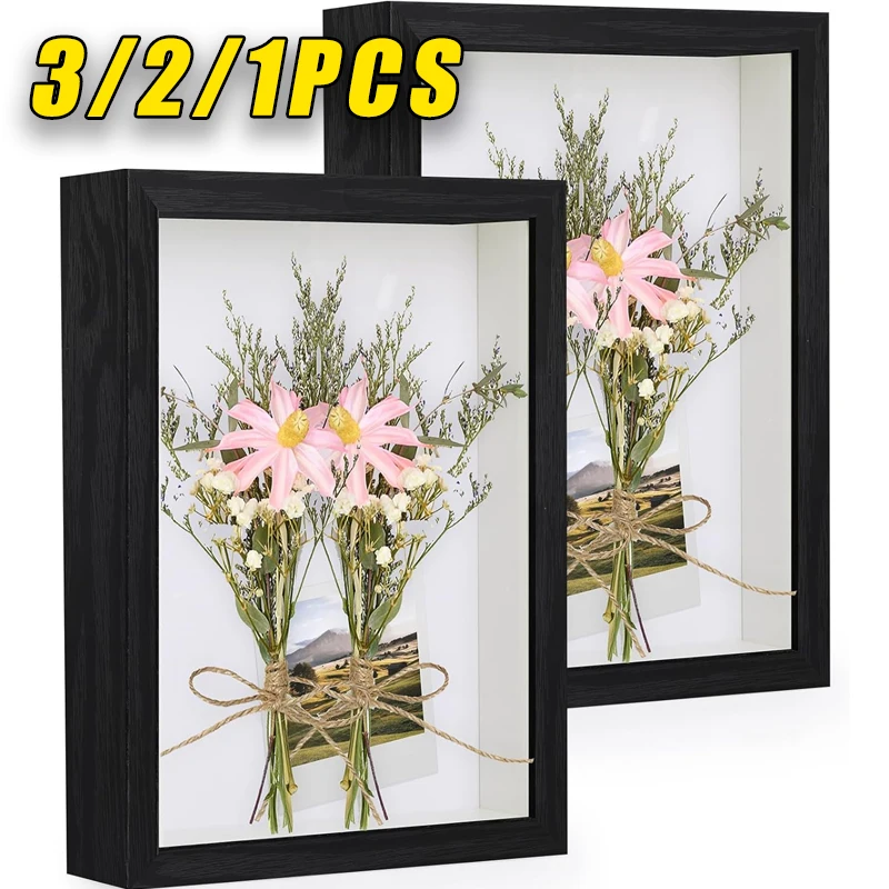3PCS 3D Display Shadow Box Wooden Picture Frame 3cm Depth Nordic Style ...