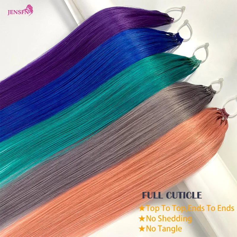JENSFN-Double-Stick-Color-Hair-Extensions-Human-Hair-Easy-To-Pull-Hair ...