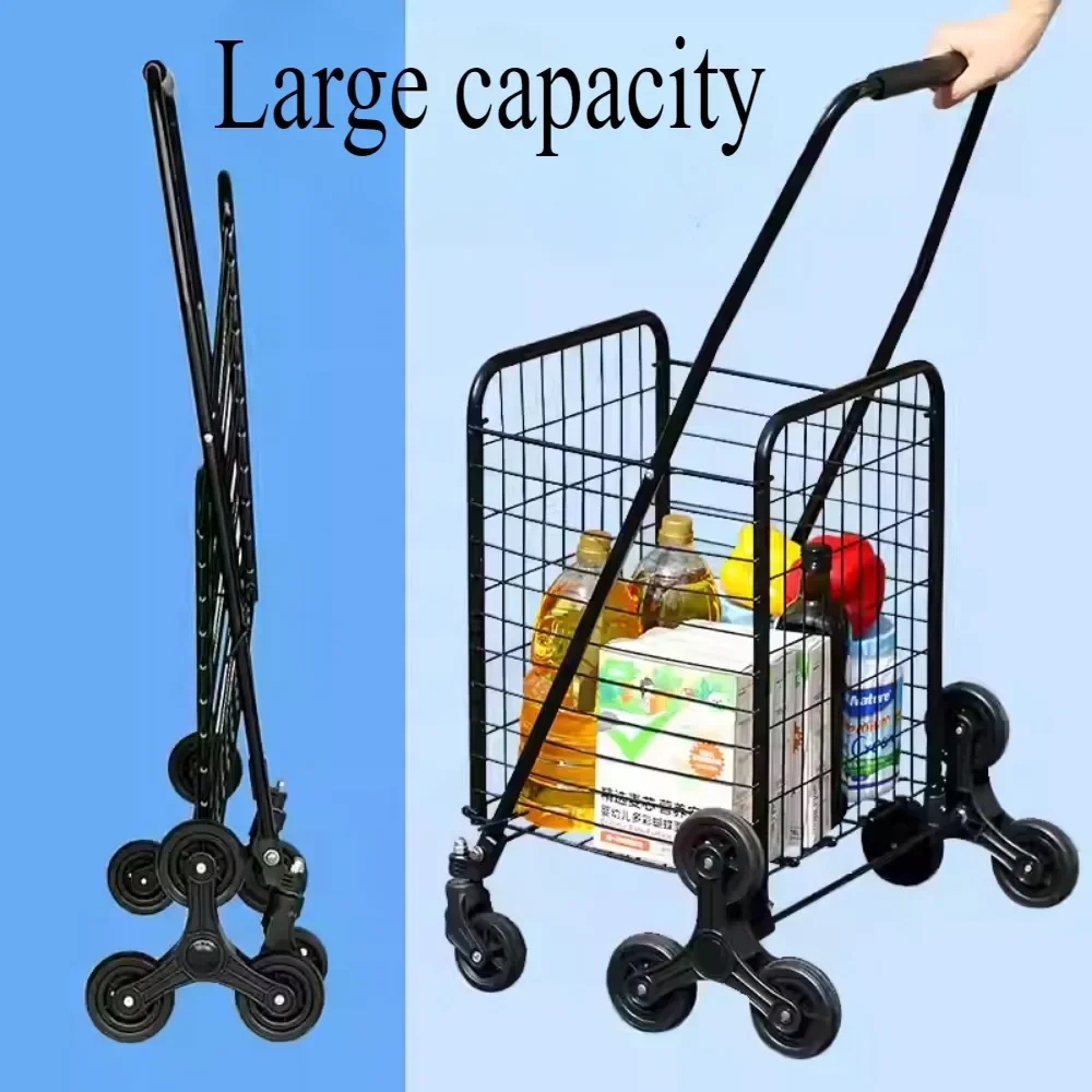 1PC-Folding-Shopping-Trolley-Iron-Shop-Cart-With-Wheels-Multipurpose ...
