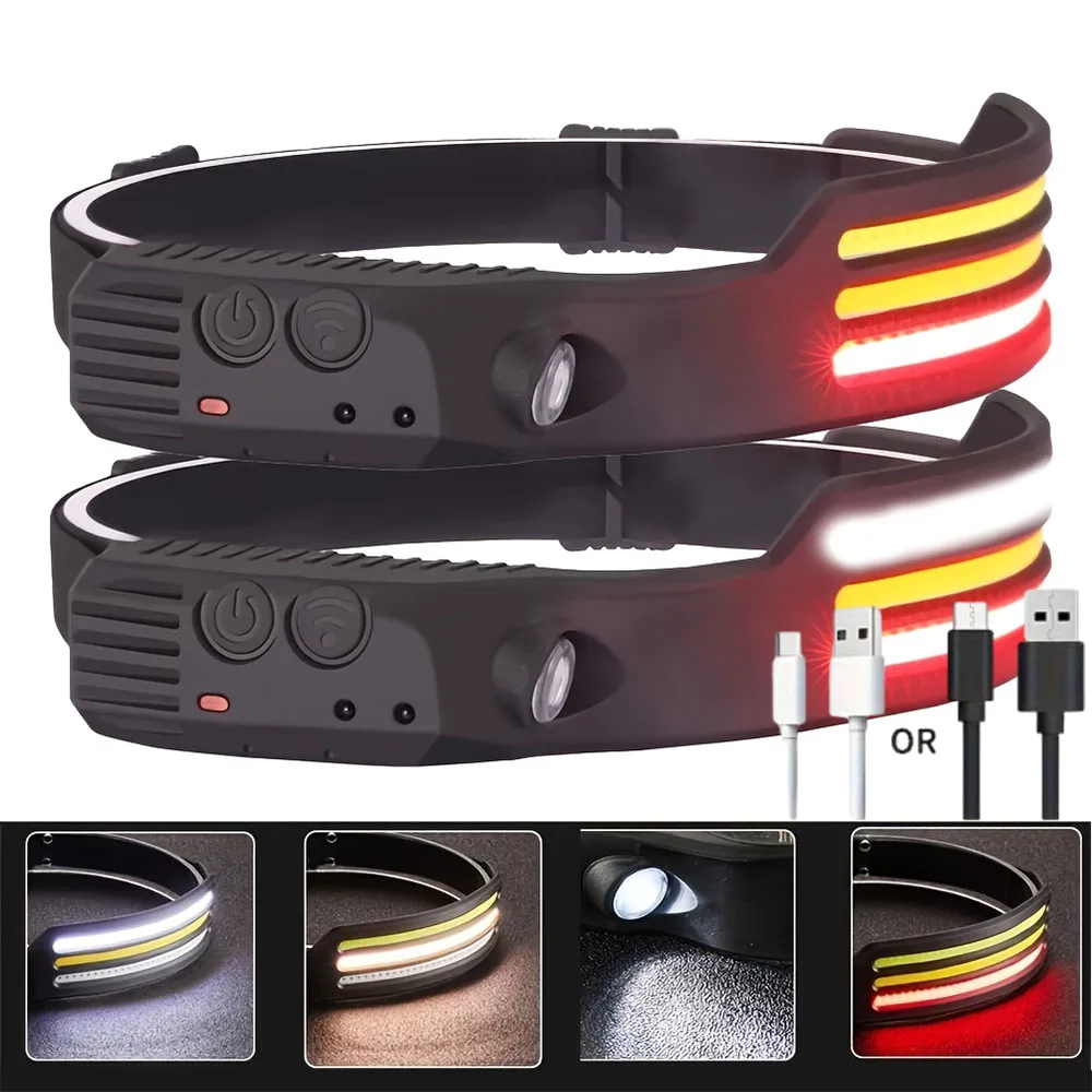 High-Power-LED-Headlamp-Rechargeable-COB-XPE-Induction-Head-Torch ...