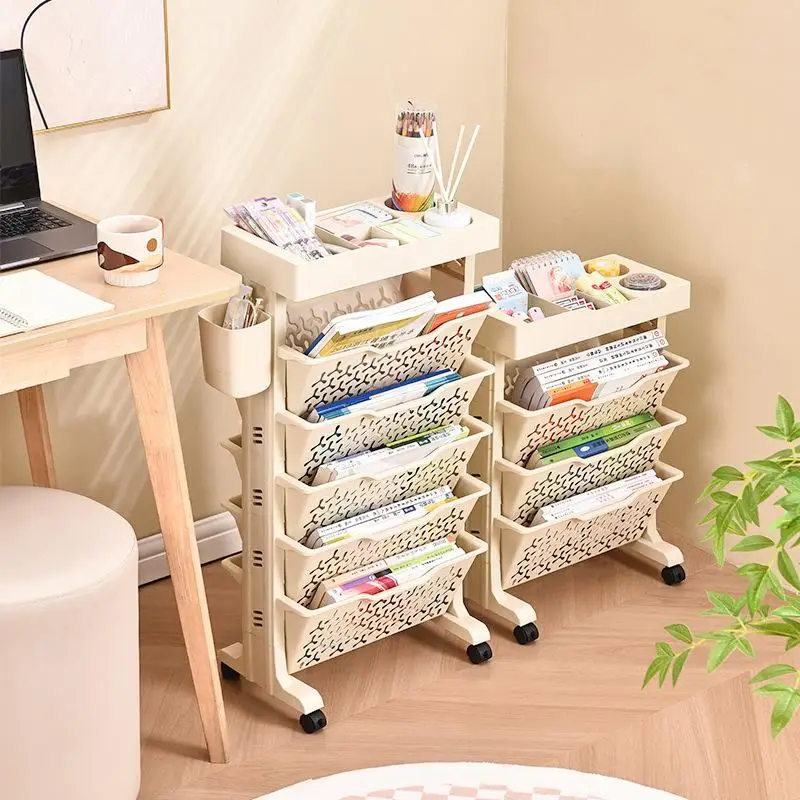 Desk-Side-Bookshelf-5-Layers-Magazines-Racks-Floor-Mounted-Movable ...