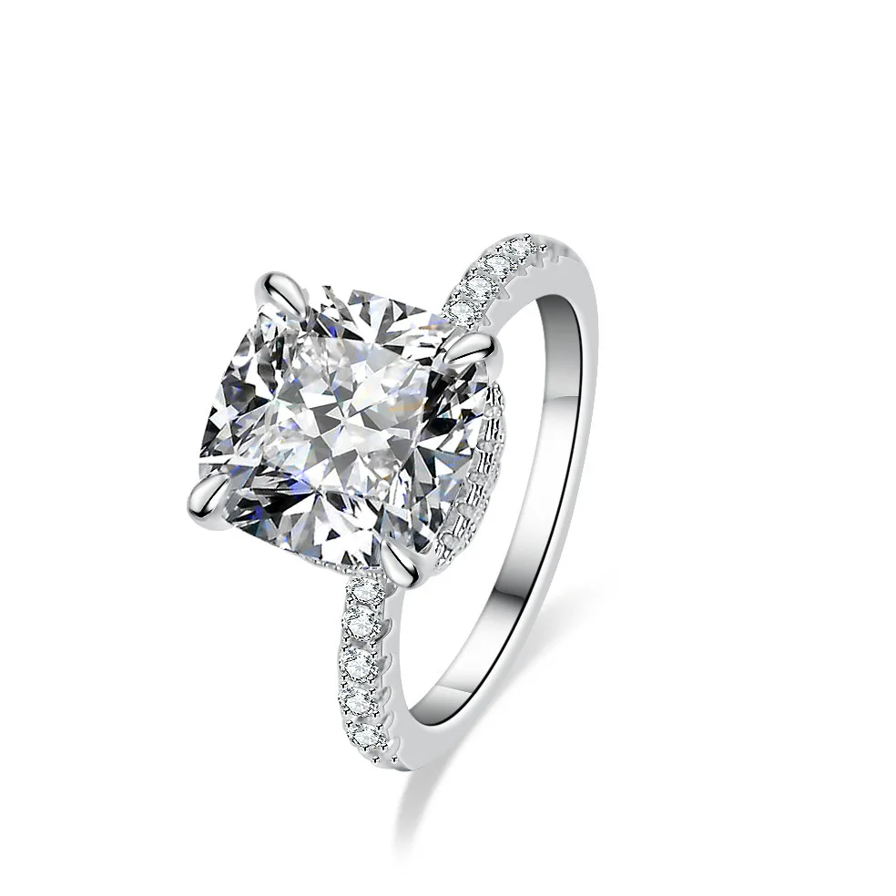 Platinum-Pt950-4ct-Moissanite-Ring-Women-s-Shaped-Diamond-Square-Wrap ...