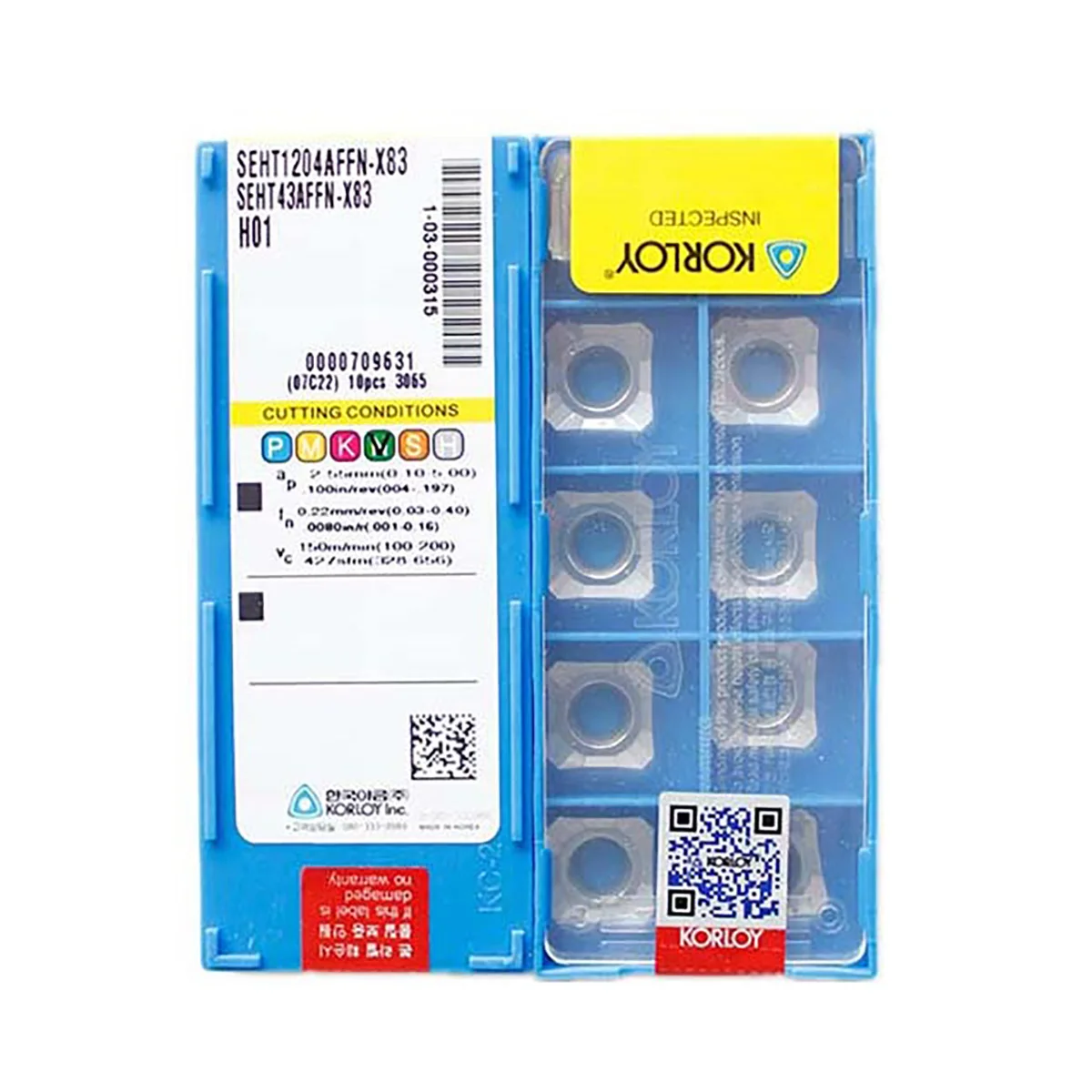KORLOY-100-Original-SEHT-SEHT1204AFSN-Milling-X45-X83-PC230-NCM335-H01 ...
