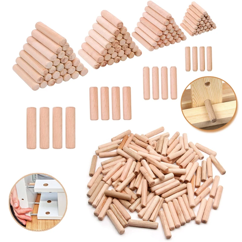 500-100pcs-Wooden-Dowel-Cabinet-Drawer-Round-Fluted-Wood-Craft-Dowel ...