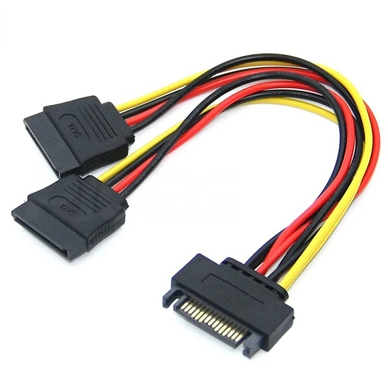 15Pin-SATA-II-Hard-Disk-Drive-Cable-Power-1-To-2-Extension-Cable-20CM ...