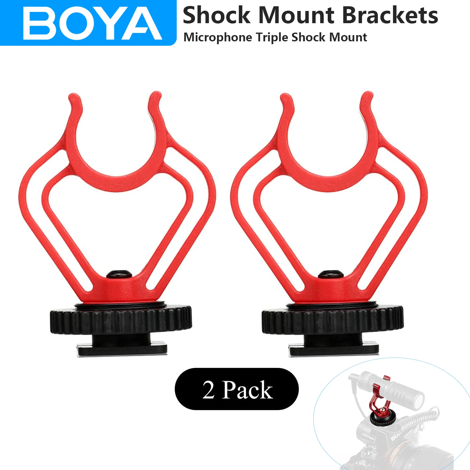 BOYA Microphone Triple Shock Mount Brackets for BY MM1 RODE VideoMicro ...