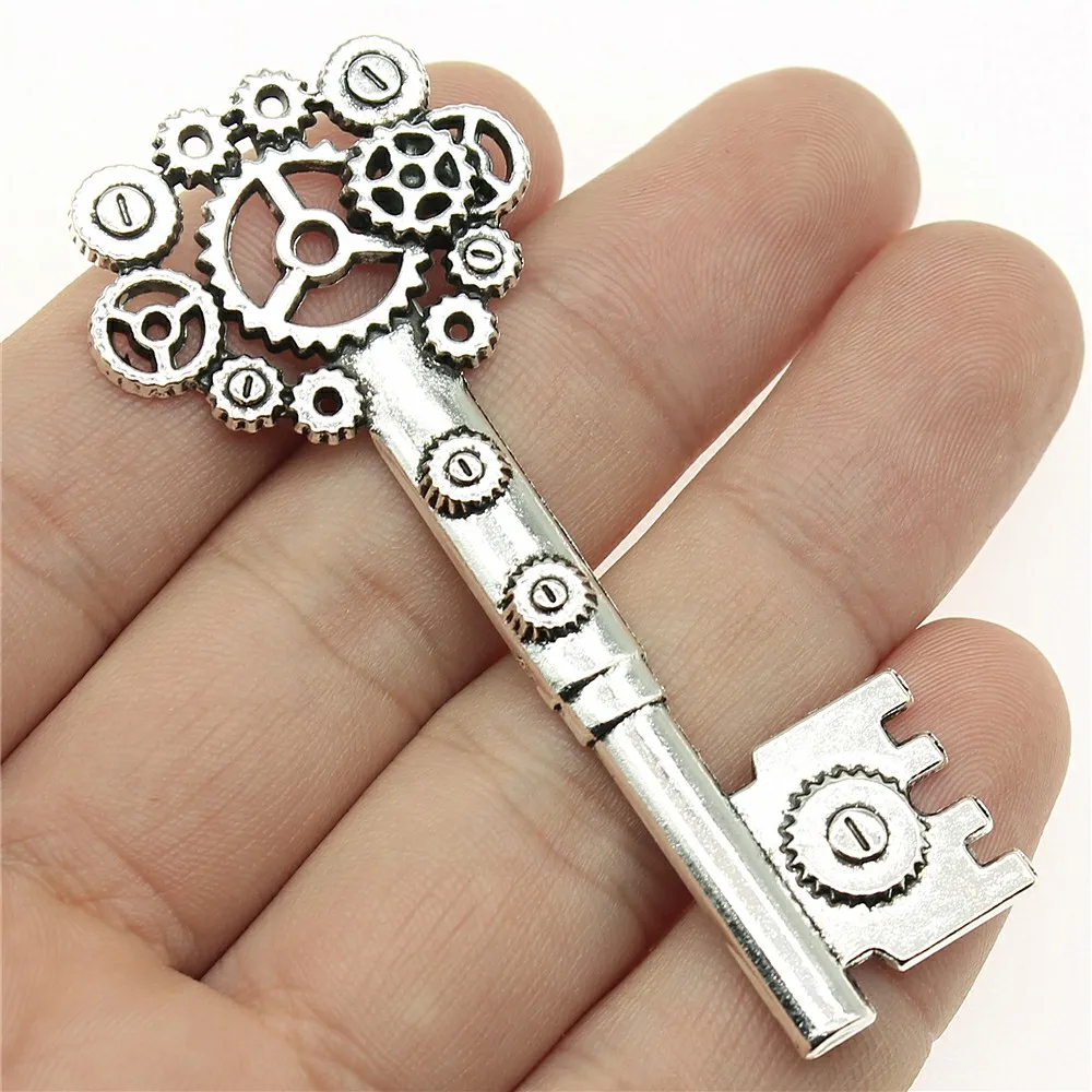 2-piezas-WYSIWYG-colgante-de-llave-de-engranaje-de-Steampunk-colgante ...