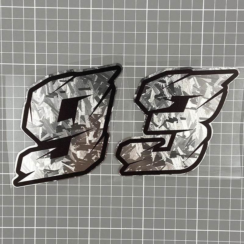 1PC Silver Carbon Fiber Vinyl 0123456789 Motorcycle Number Stickers ...