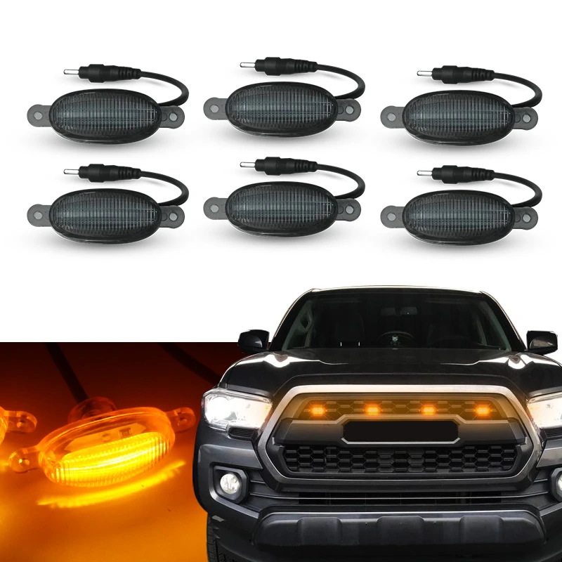 Universal Car LED Grille Light Smoked Amber White 12LED Grill Light ...