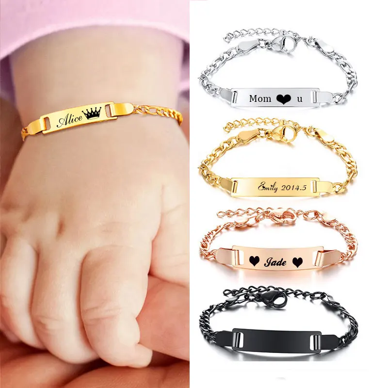 Personalized Baby Bracelet Stainless Steel Custom Kids Baby Bracelet ...