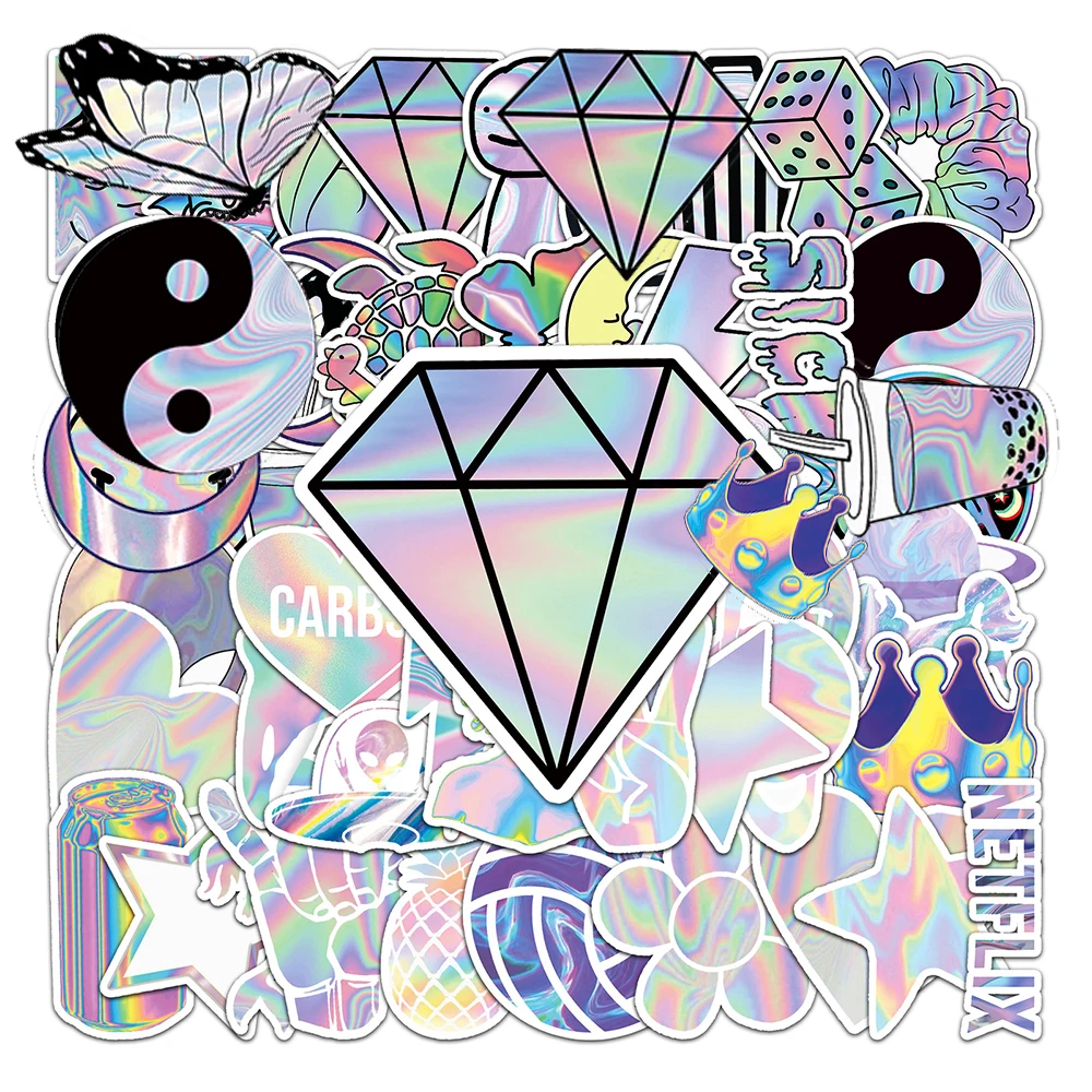 10-30-50pcs-Waterproof-Holographic-Laser-Stickers-Cool-Graffiti-Sticker ...