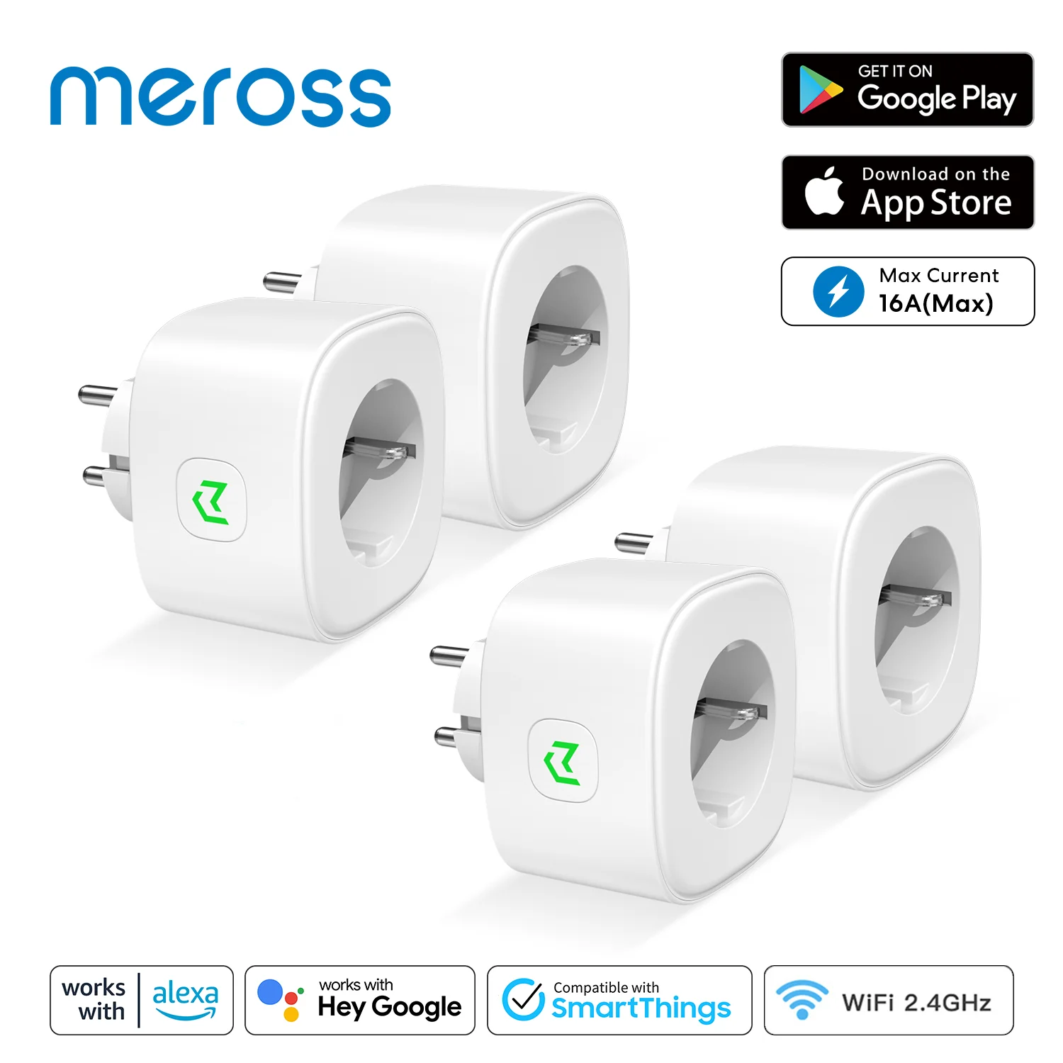 Meross Smart Plug 16A EU Wifi Smart Socket Outlet Power Monitoring Timing Function Works With ...