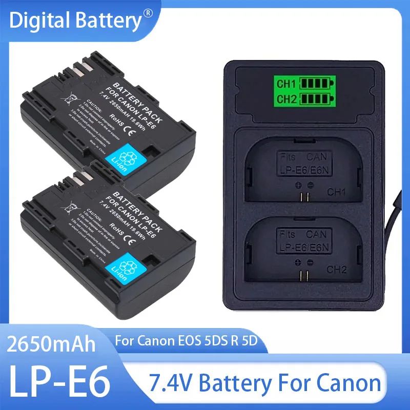 LP-E6-2650mAh-Rechargeable-Battery-With-LED-Dual-Charger-Battery-For ...
