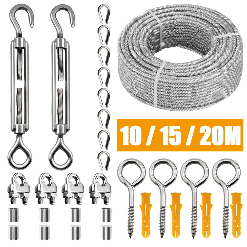 31pcs/Set Stainless Steel Wire Rope Kit PVC Guardrail Rope Camping ...