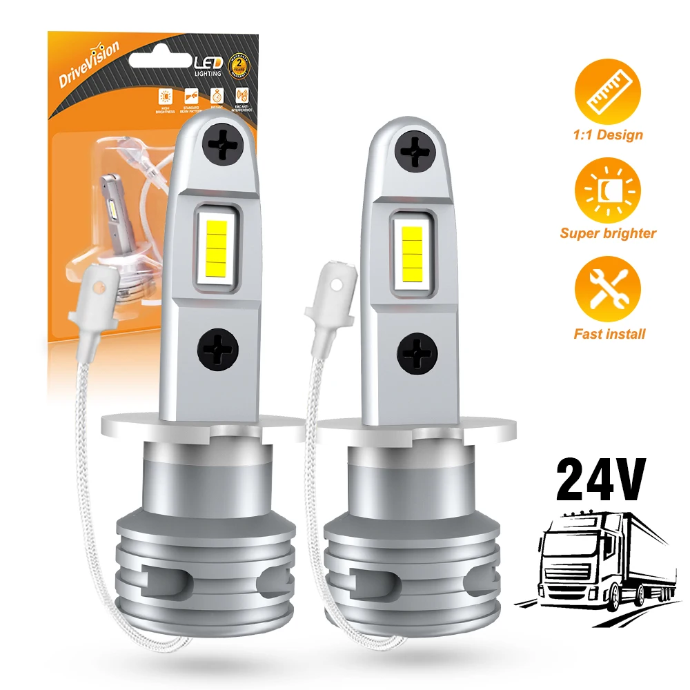 DriveVision-2Pcs-H3-LED-Car-Headlight-Fog-Light-Bulb-Fanless-Daytime-Running-Light-H3-Car ...