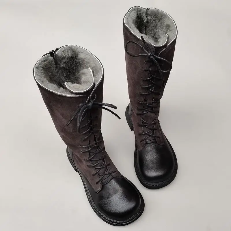 Knight-Boots-Genuine-Leather-Real-Wool-Women-s-Boots-Knee-high ...