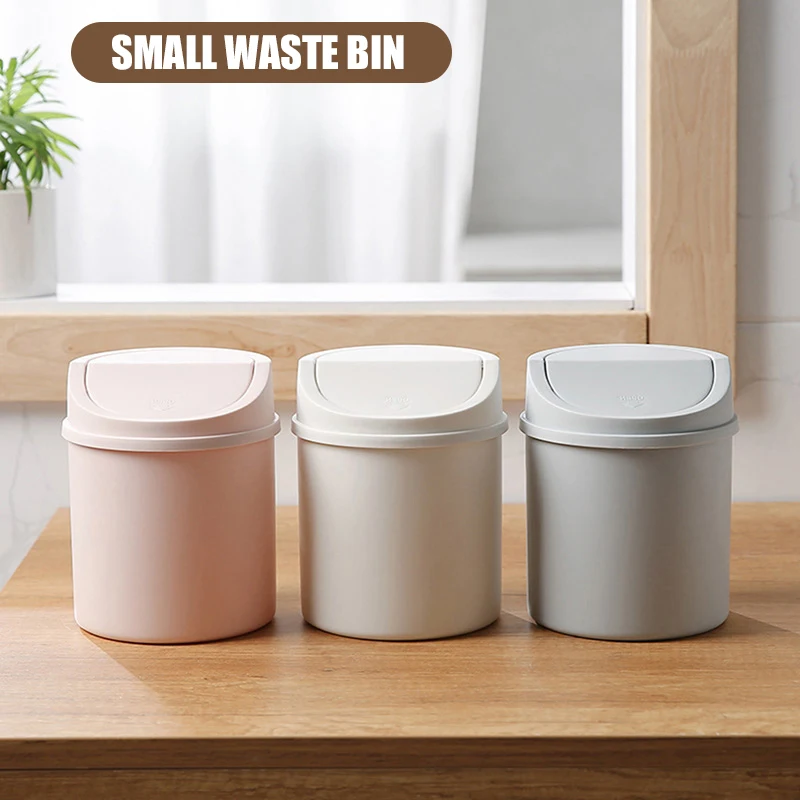 Desktop-Trash-Can-Small-Waste-Bin-With-Swing-Lid-Office-Home-Table-Desk ...