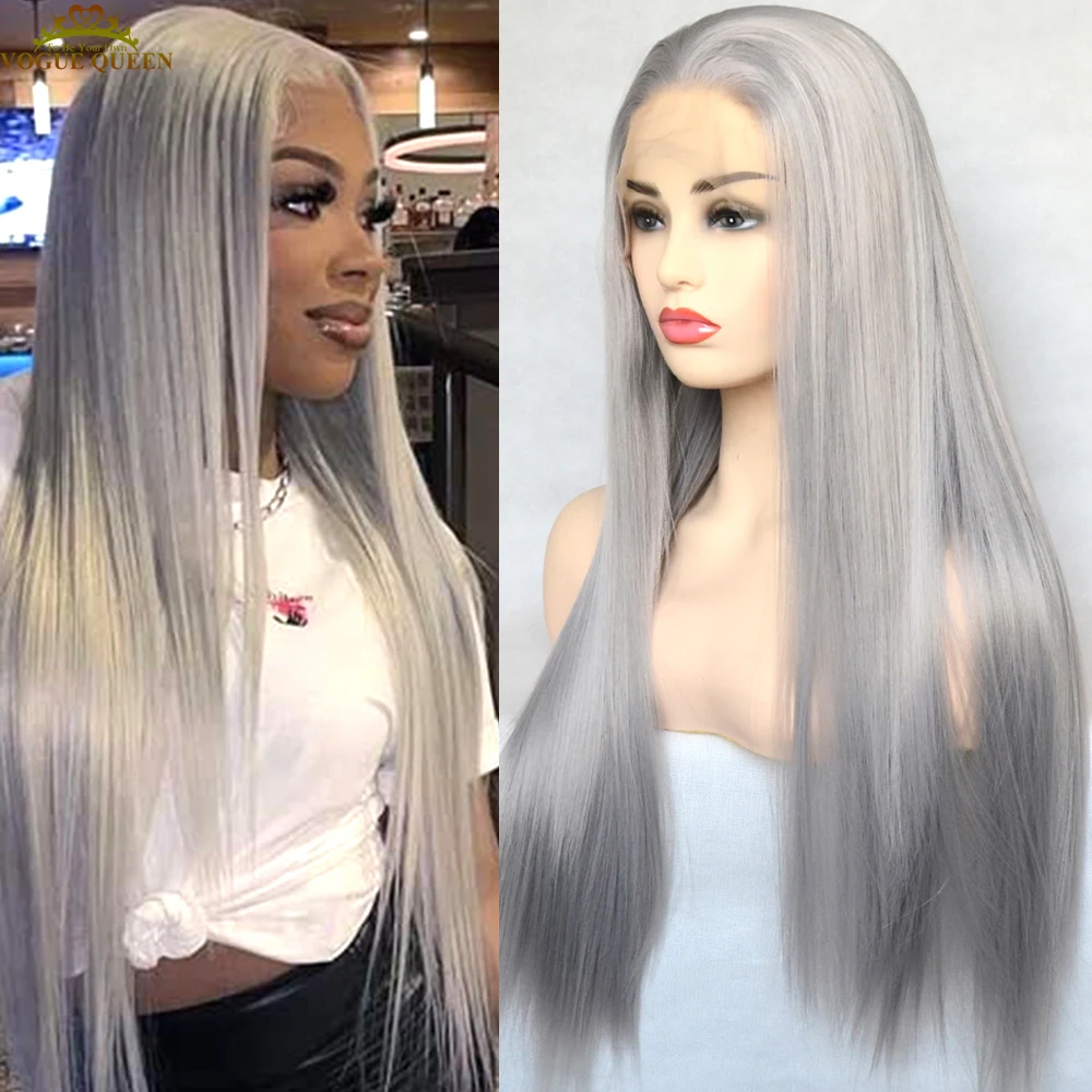 Voguequeen-Silver-Grey-Synthetic-Lace-Front-Wig-Long-Straight-High ...