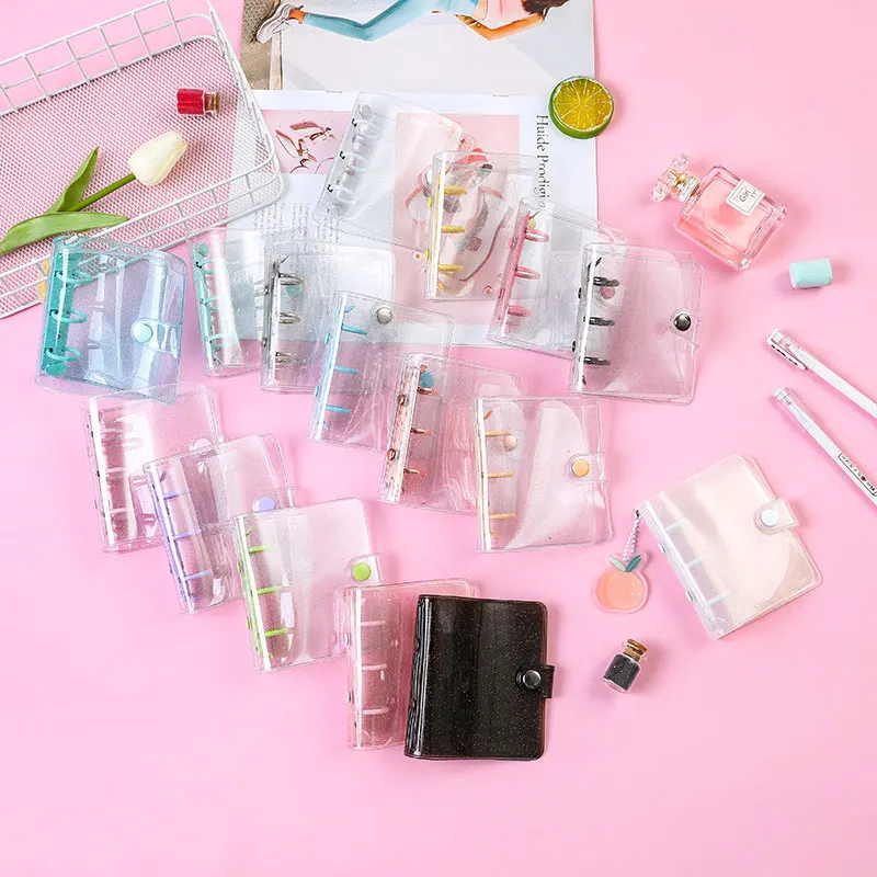 Creative-Cute-Transparent-3-ring-Mini-Loose-leaf-Hand-Book-Student ...