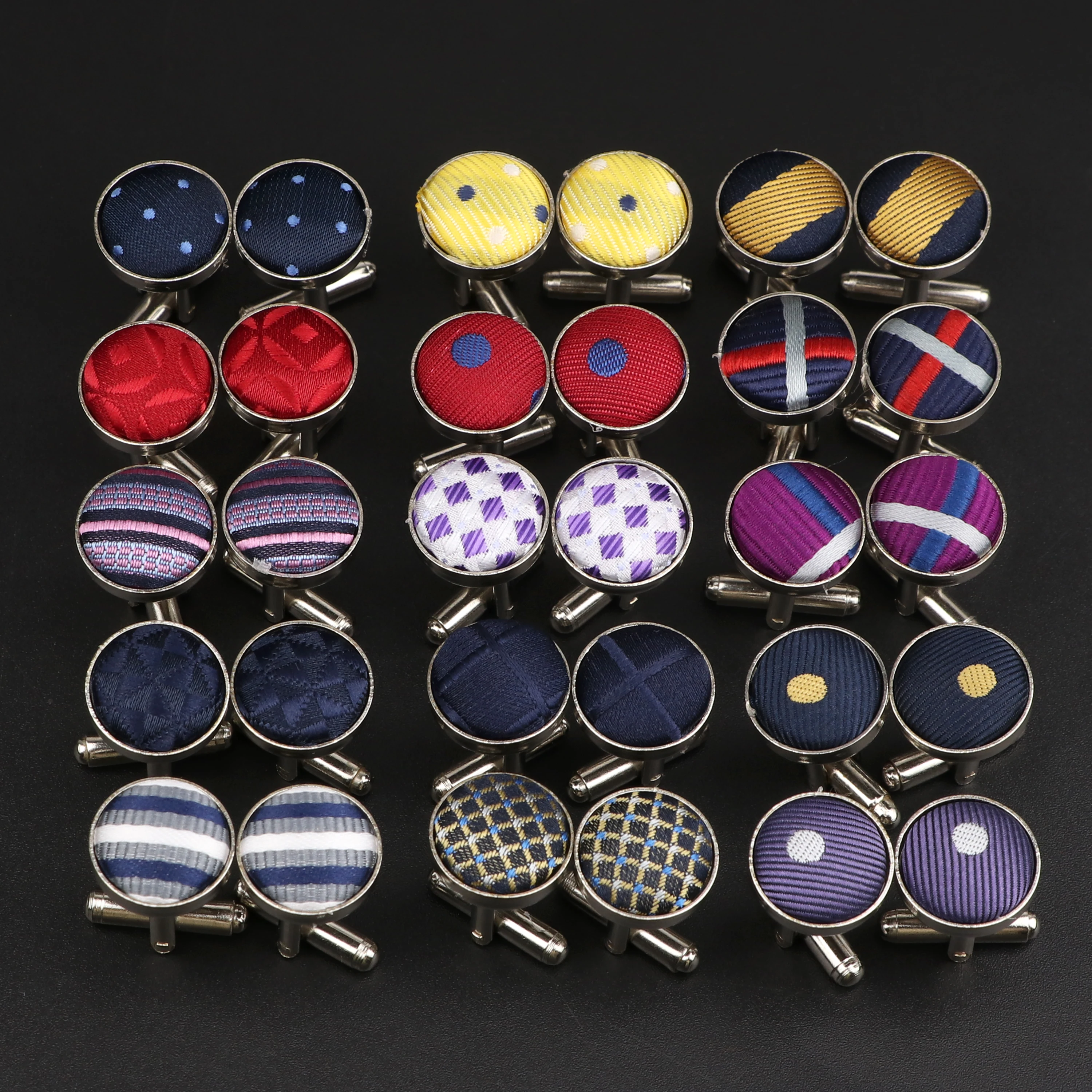 New Style Fabric Round Cufflinks For Men Fit Bussiness Office Gentlemen ...