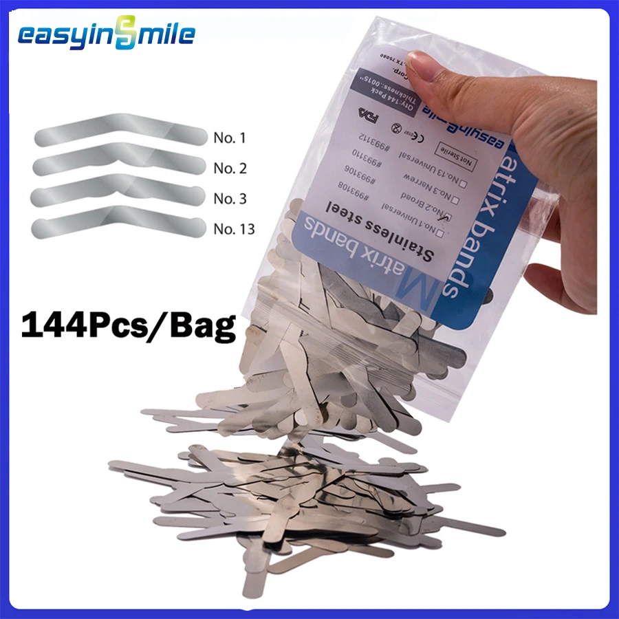 144Pcs Dental Tofflemire matrix bands universal stainless steel regular ...