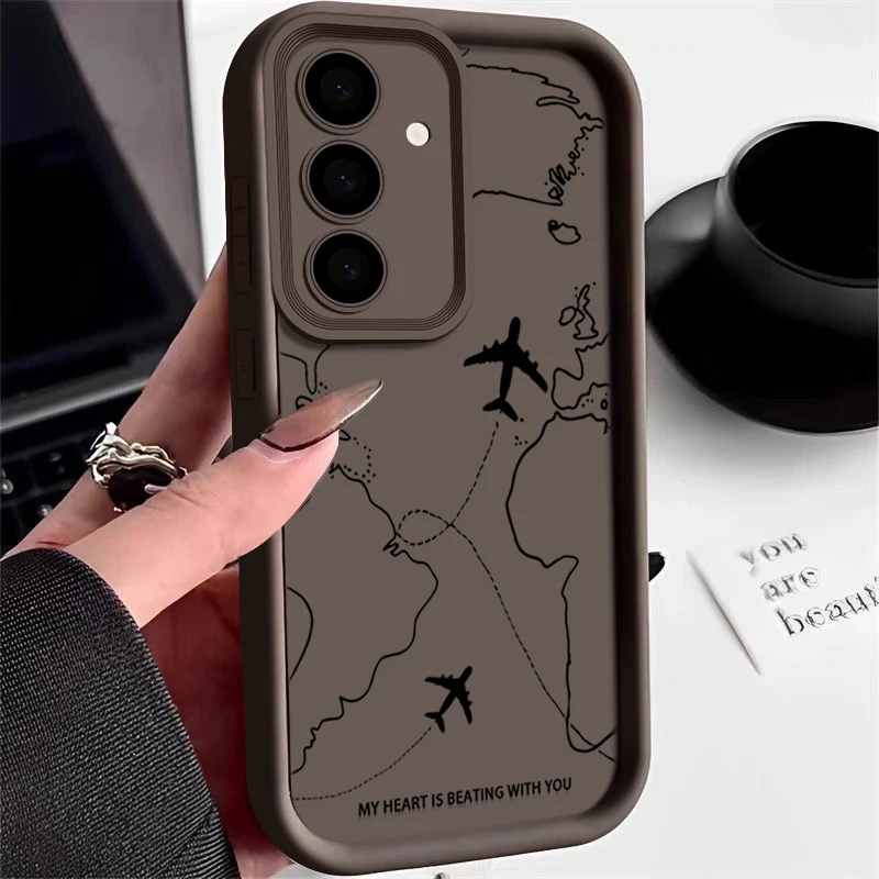 Funda de Silicona con Diseño de Rutas de Avión para Samsung Galaxy S25 ...