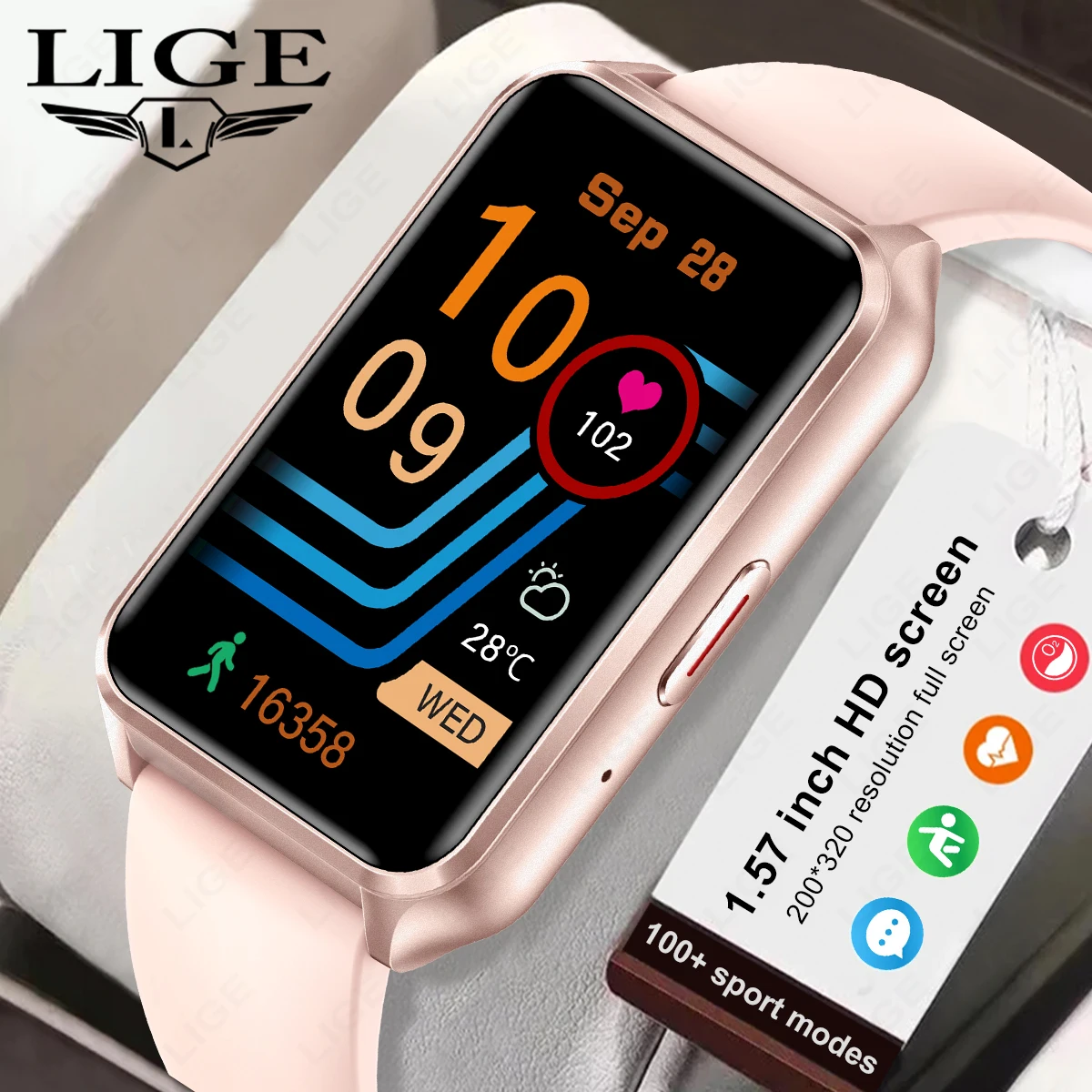 Lige-Frauen-Smartwatch-Bluetooth-verbunden-Telefon-Sport-Fitness ...