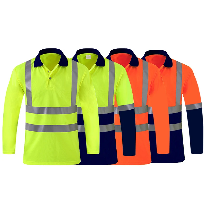 Reflective-Shirt-Long-Sleeve-Button-Front-Hi-Vis-Workwear-Shirt-Quick ...