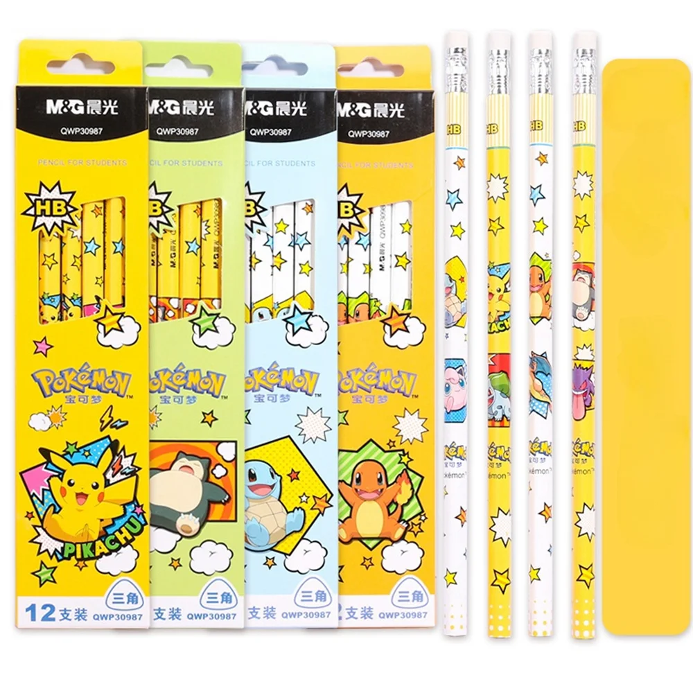 12Pcs/Box Pokemon Pencil Pikachu Squirtle Charmander 2B HB Black Write ...