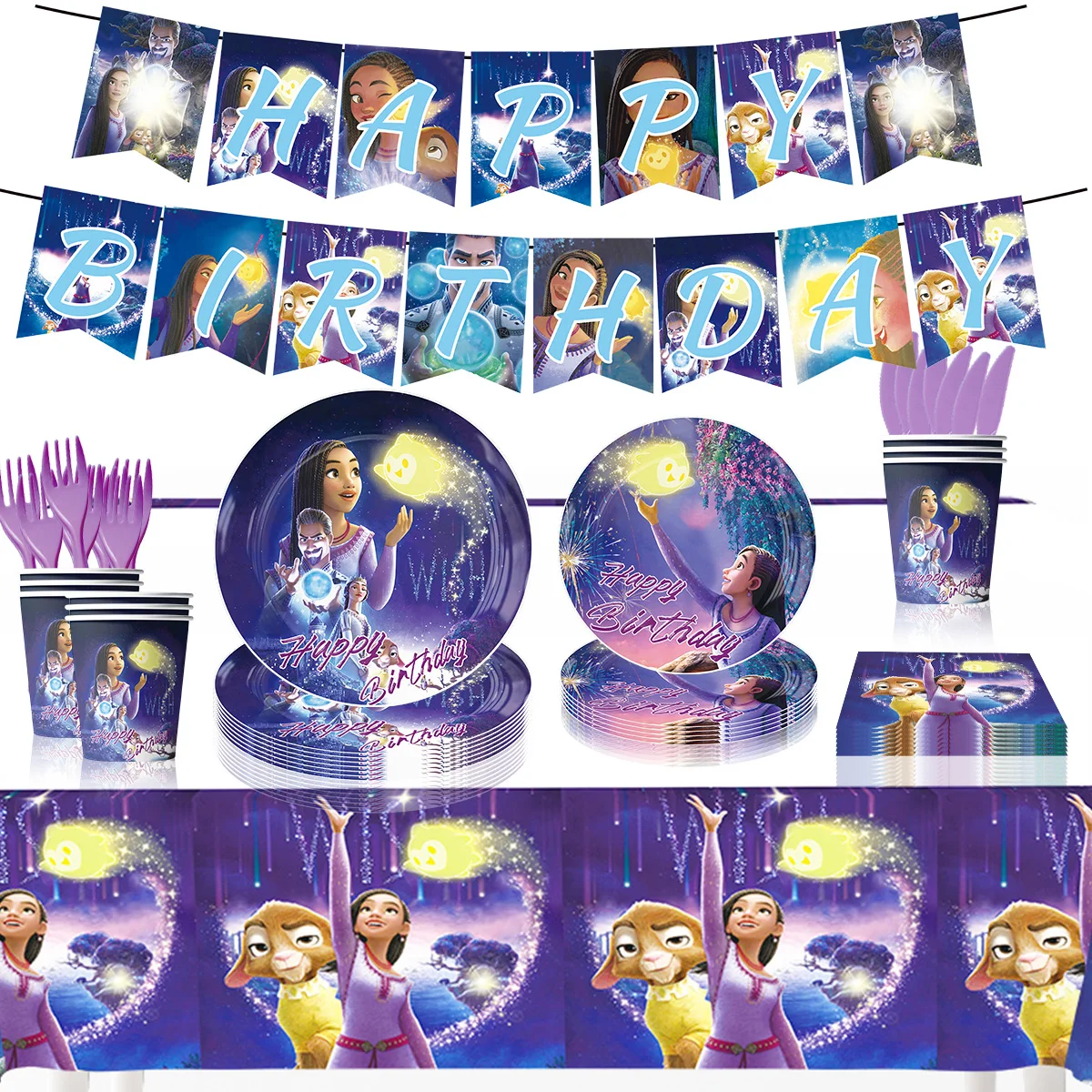 Cartoon-Star-Wish-Theme-Birthday-Decorations-Party-Disposable-Tableware ...