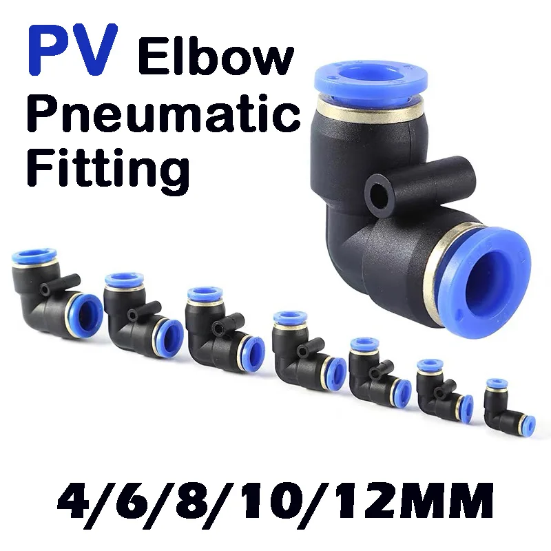 10PCS PV Degree Elbow Pneumatic Quick Fitting Plastic 4mm 6mm 8mm 10mm ...