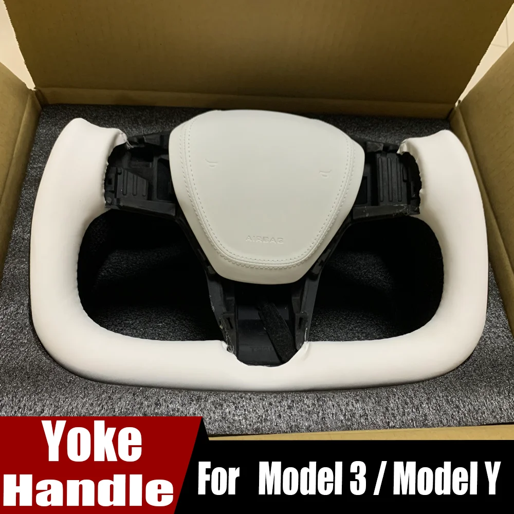 YOKE 탄소 섬유 스티어링 휠 핸들, 테슬라 모델 3, 모델 Y, 2017-2023, 나파 가죽, 자동차 핸들 액세서리 350mm