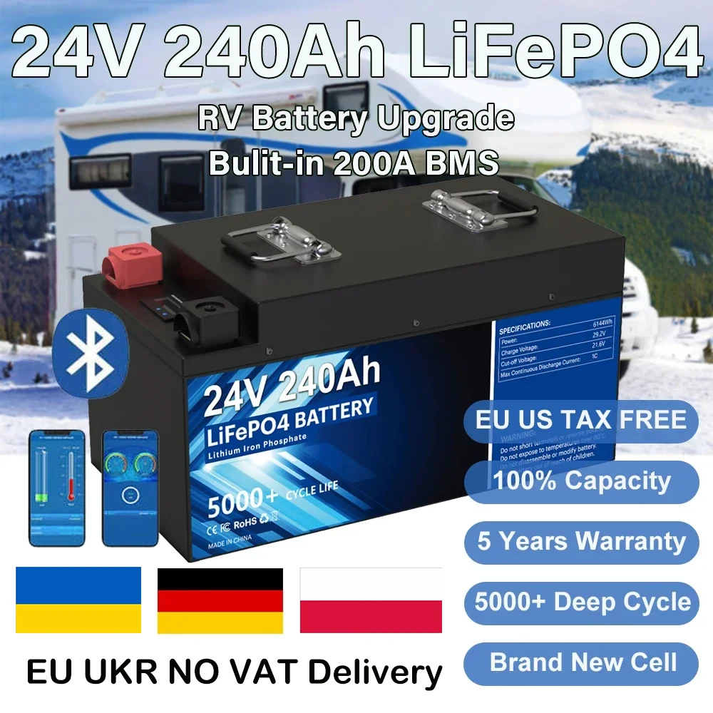 LiFePO4-24V-100AH-200AH-240AH-Battery-Pack-25-6V-Lithium-Solar-Battery ...