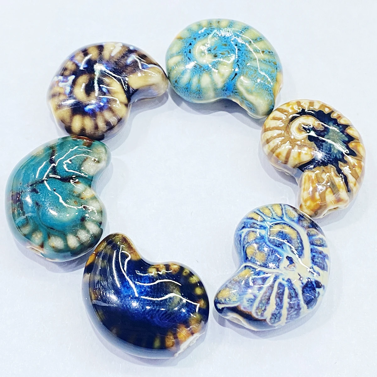 13-Different-Colors-20MM-Snail-Conch-Shape-Ceramic-Beads-For-Jewelry ...