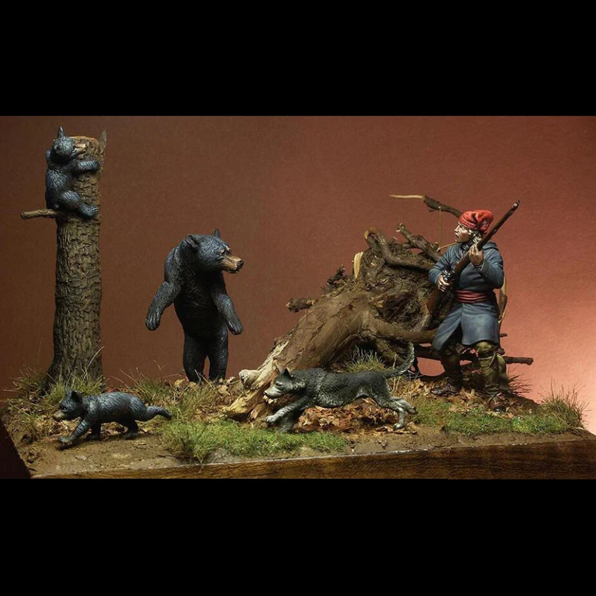1-32-ancient-warroir-with-animal-and-wood-Resin-figure-Model-kits ...