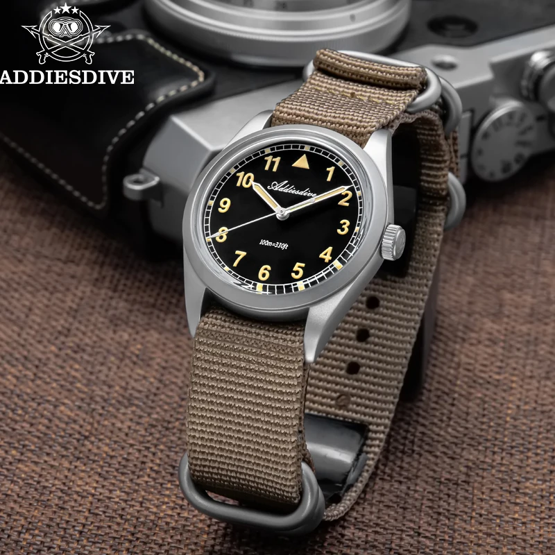 ADDIESDIVE 36mm Quartz Watch VH31 Movement Bubble Mirror Glass 100M ...