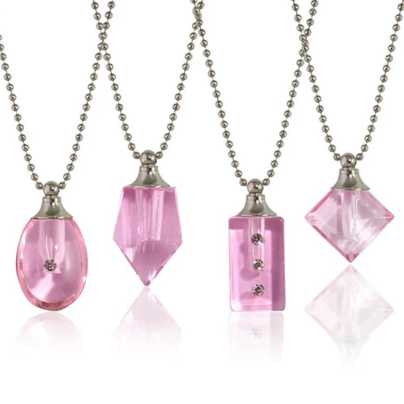 Clear-Pink-Crystal-Vial-Necklace-Wishing-Bottle-Pendant-Perfume-Jar ...