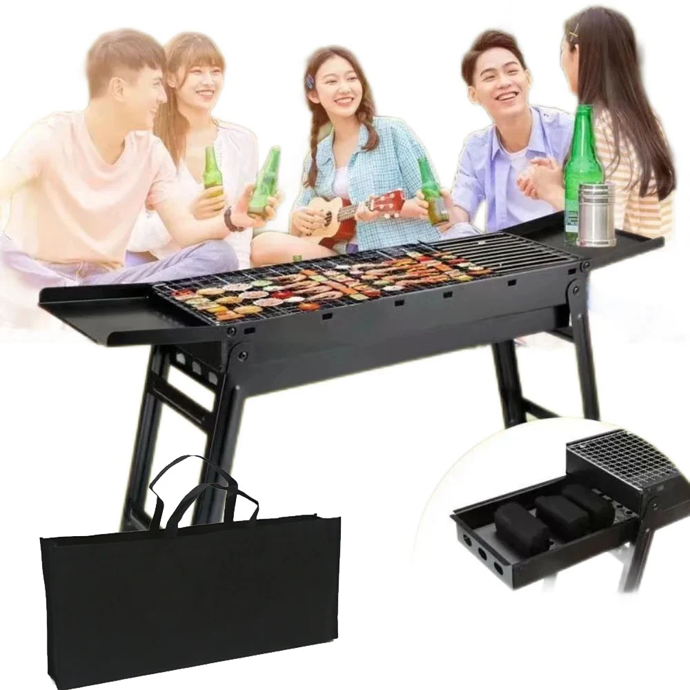 Outdoor Camping BBQ Grill, Portable Cooking Picnic,Charcoal Smoker ...