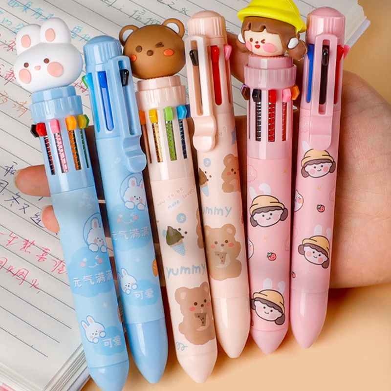 Kawaii-Cute-Animal-10-8-Color-Ball-Pen-Retractable-Ballpoint-Pen ...