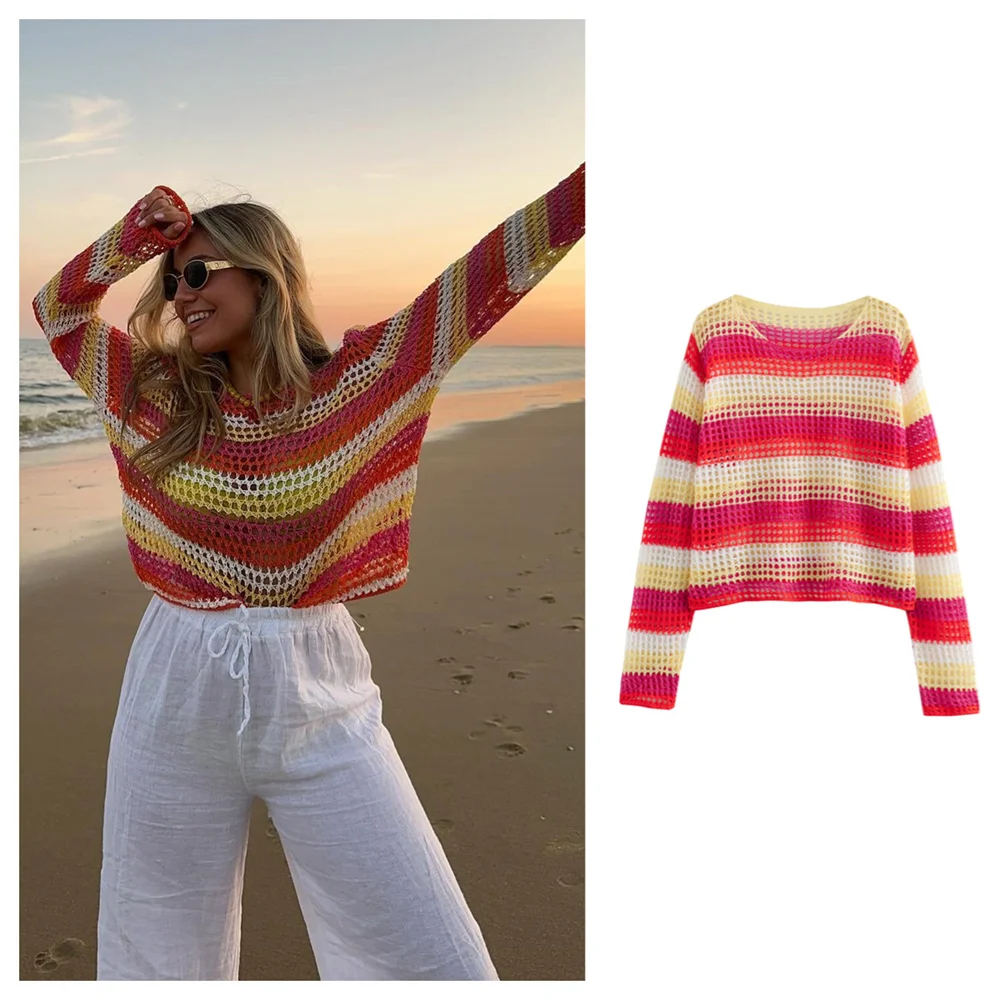 PB-ZA-Camiseta-de-manga-larga-para-mujer-prenda-informal-holgada-vers ...