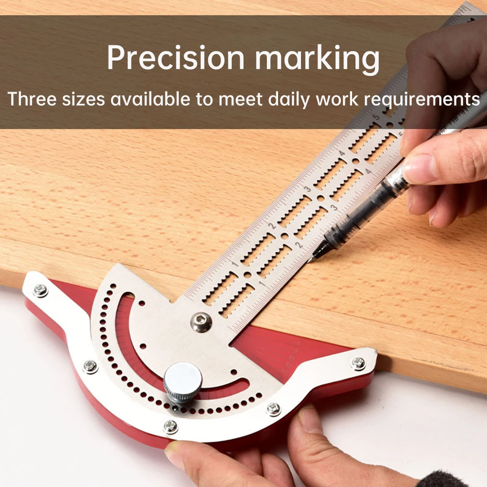 2-in-1 Protractor Graduation Ruler Stainless Steel Woodworking Drafting ...