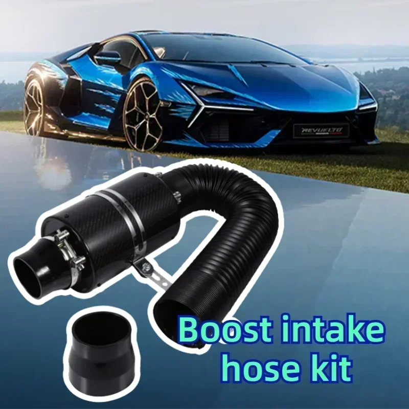 Carbon-Fibre-Cold-Air-Filter-Feed-Enclosed-Intake-Induction-Pipe-Hose ...