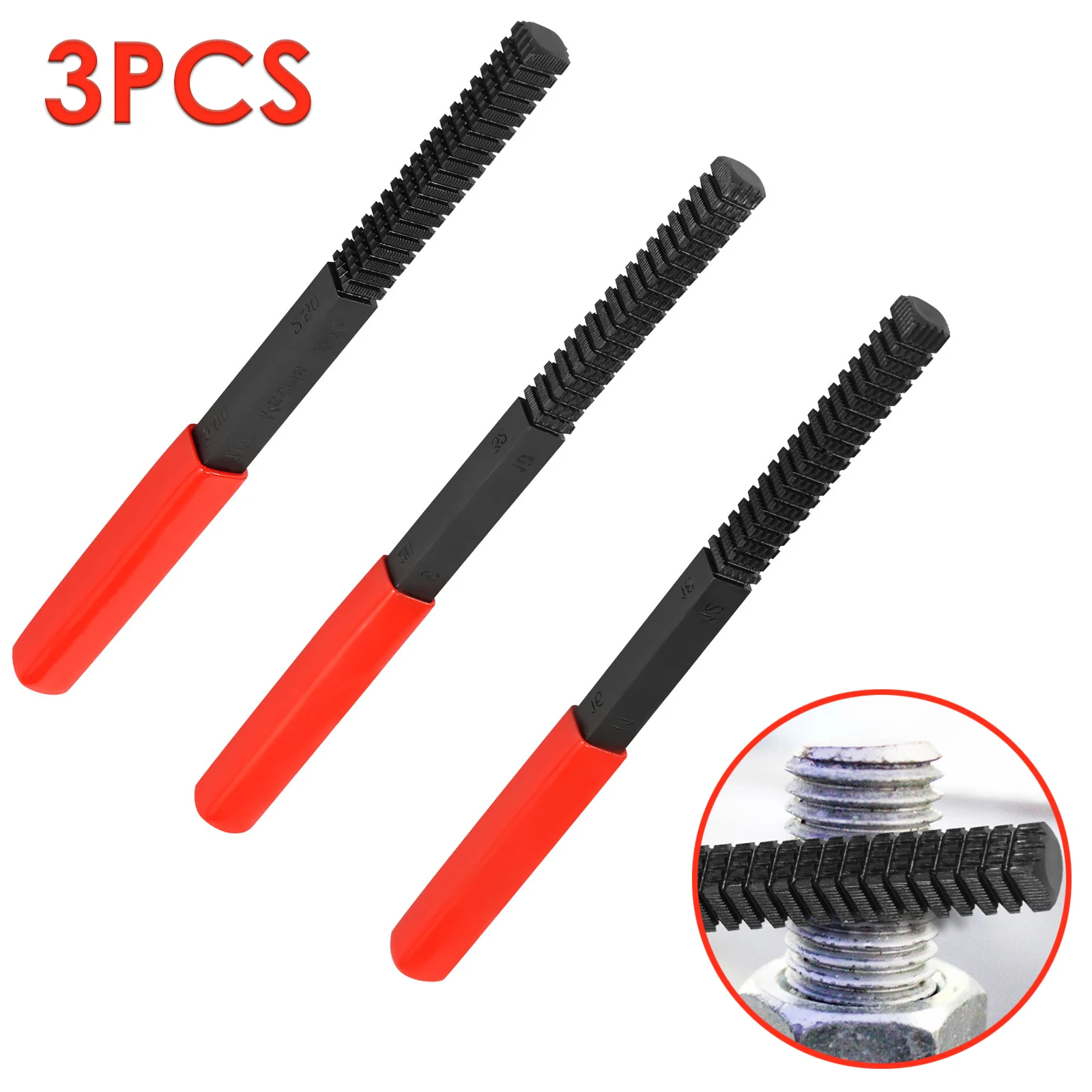 3Pcs Thread File High Hardness Steel Thread Restorer File Multipurpose ...