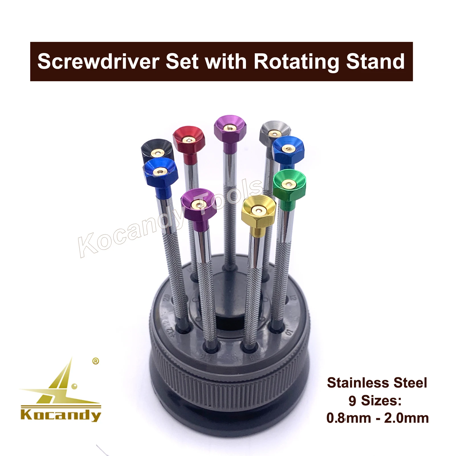 Watch Repair 9 pcs Screwdriver Set with Rotating Stand and Replacing ...