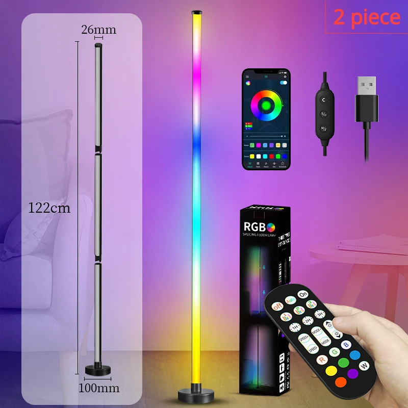 2PCS-Remote-control-intelligence-RGB-Floor-Lamp-Music-Sync-Mood-Light ...