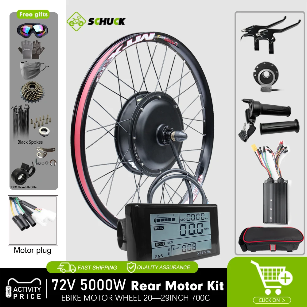 Electric Bike Conversion Kit 72V 5000W MTX Rim Brushless Rear Rotate ...