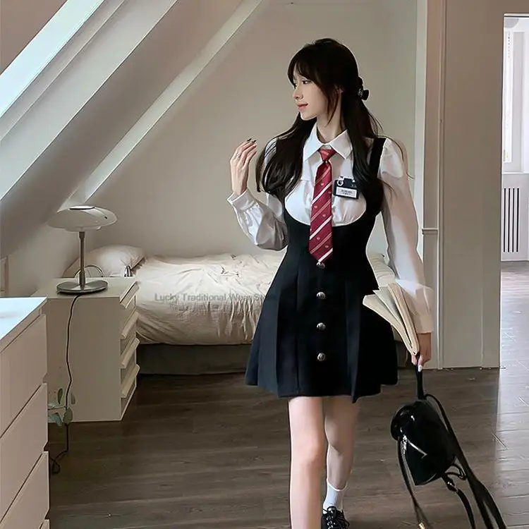 Uniforme Escolar de estilo japonés coreano Jk, traje de moda mejorado, camisa de manga larga ...