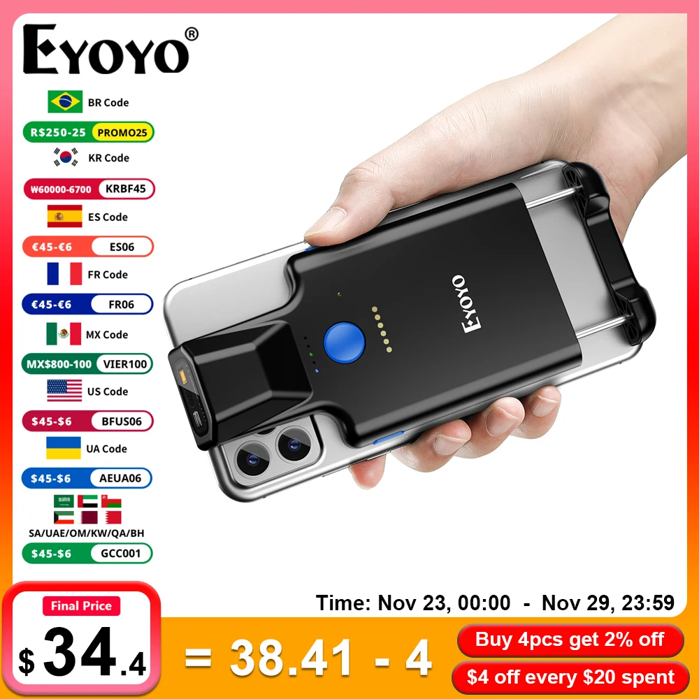 Eyoyo-Portable-1D-2D-Back-Clip-Bluetooth-Barcode-Reader-Works-With ...
