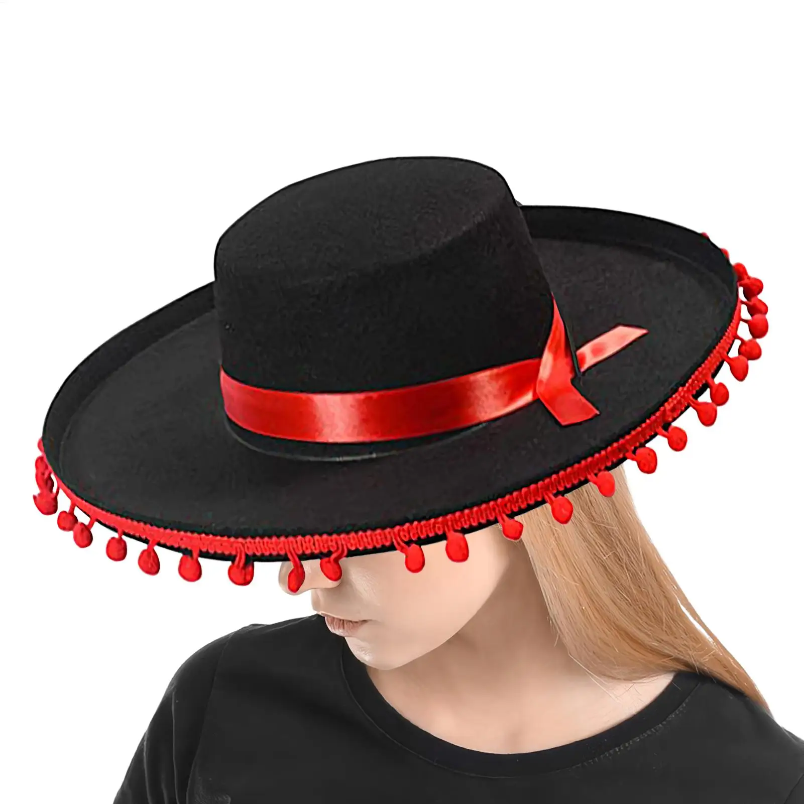 Sombreros Sombrero Sombrero mexicano grande con bola ala ancha disfraz ...