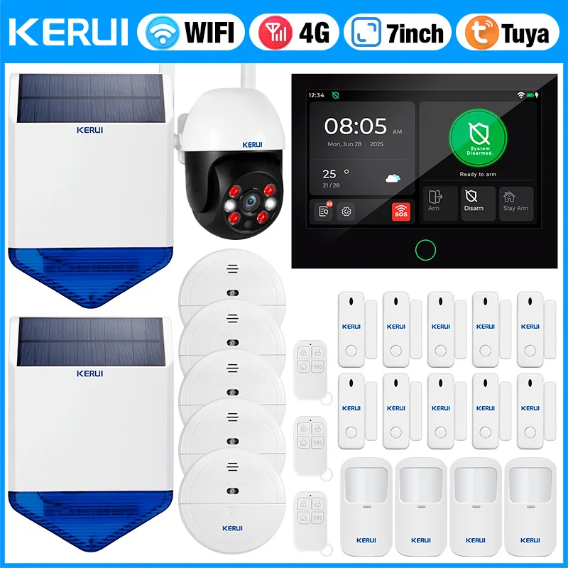 KERUI Wireless Home Alarm System 4G 2G / WiFi Security Alarm with 7 ...